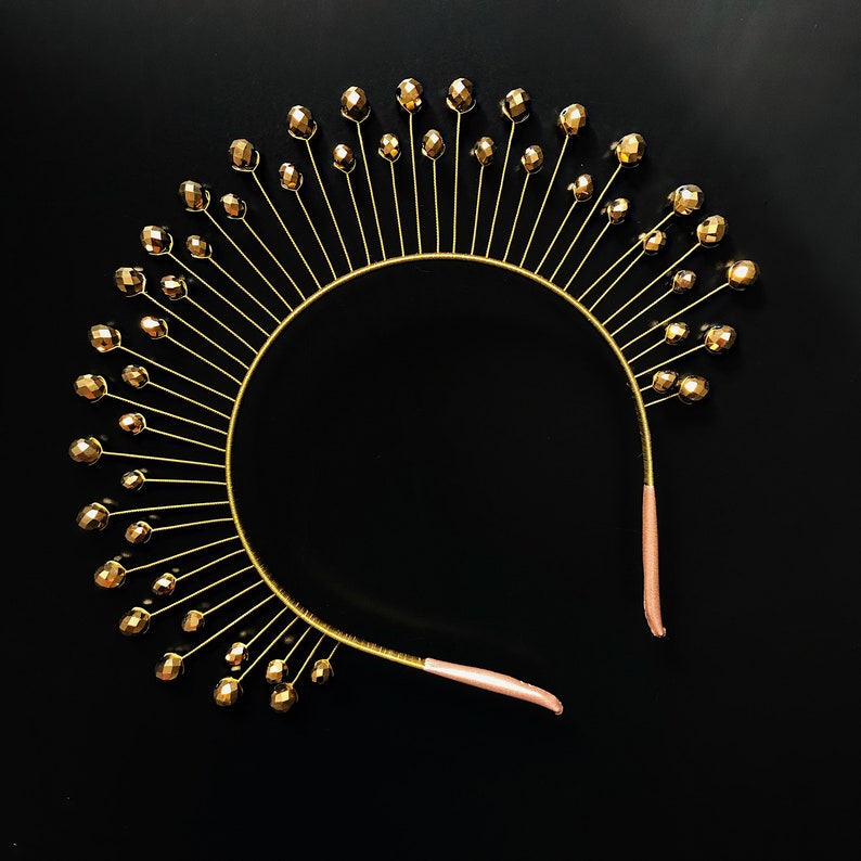 Gold Tiara Crystal Crown Gold Headpiece Crystal Headpiece - Etsy