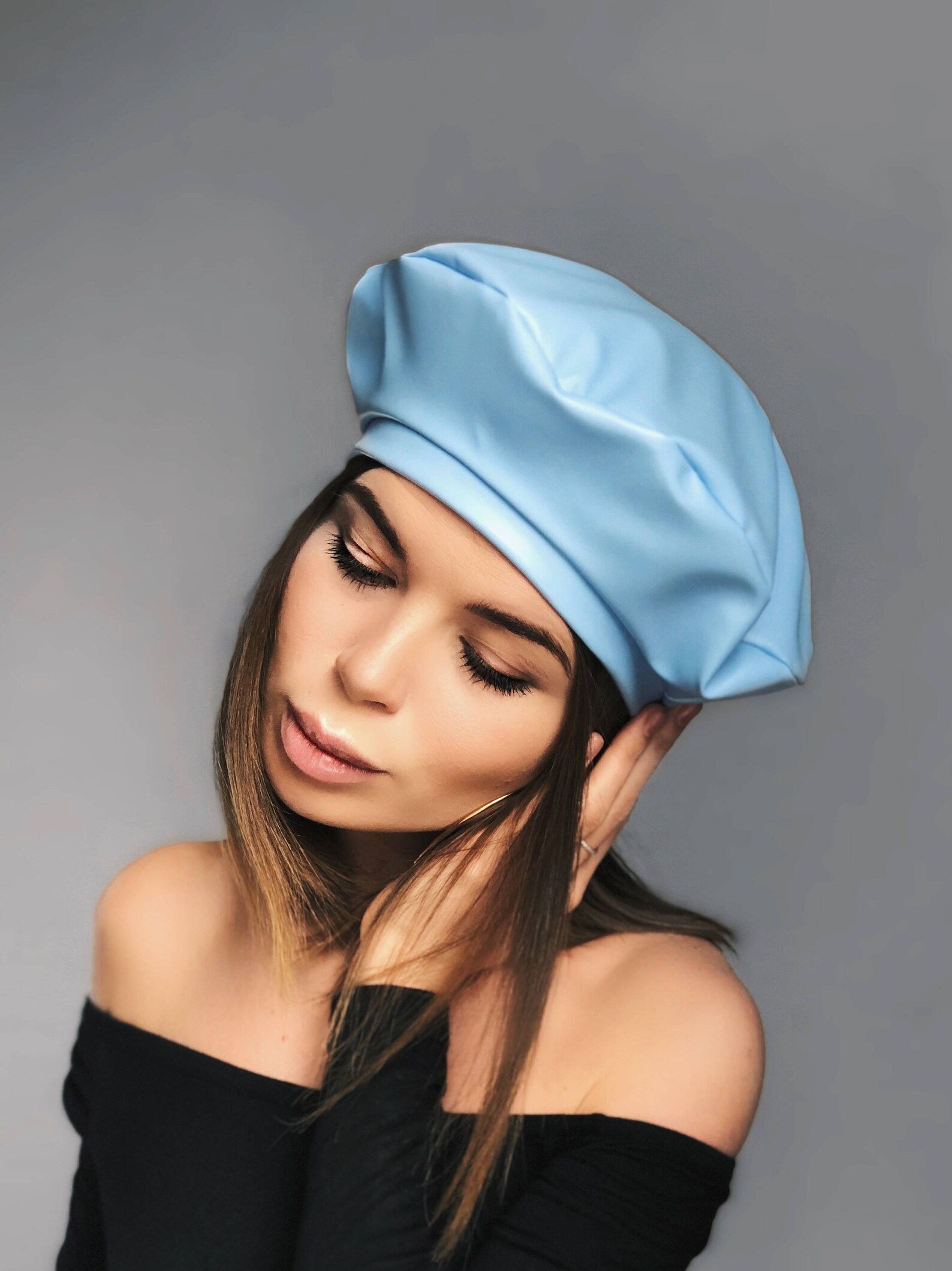 Leather Beret Blue Beret Berets Blue Beret Hat Cocktail - Etsy