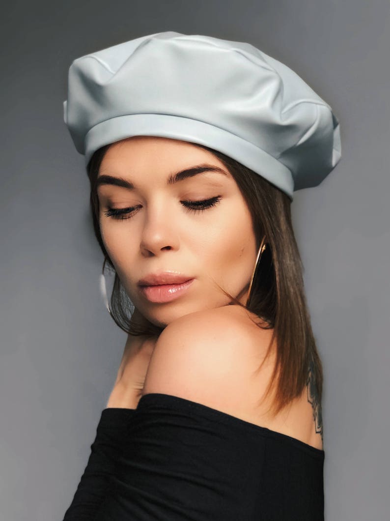 Grey Leather Beret Leather Tams Grey Beret Leather Berets | Etsy