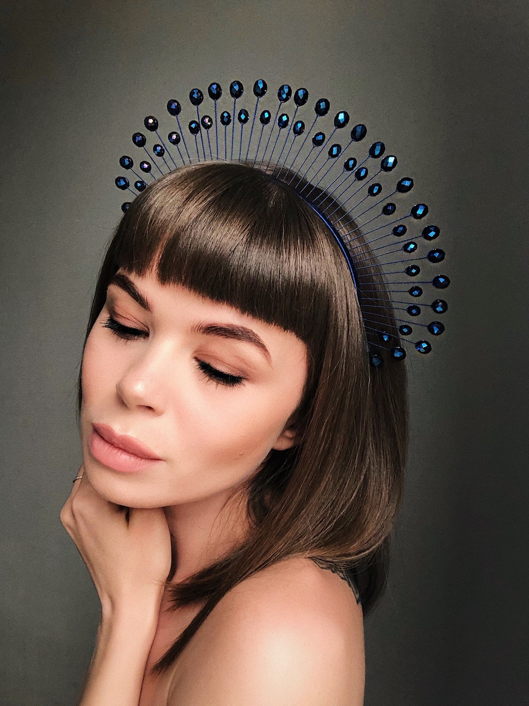 Blue Crown Blue Headpiece Crystal Tiara Fairy Headpiece - Etsy