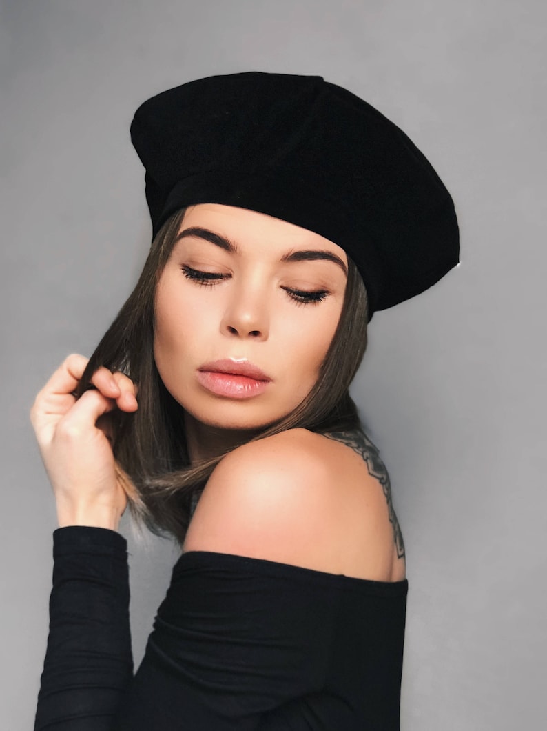 Velvet beret beret beret hats for woman black beret black | Etsy