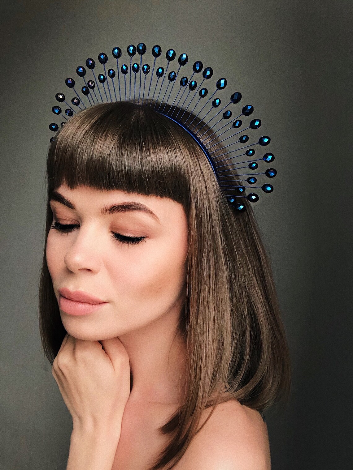 Blue Crown Blue Headpiece Crystal Tiara Fairy Headpiece | Etsy