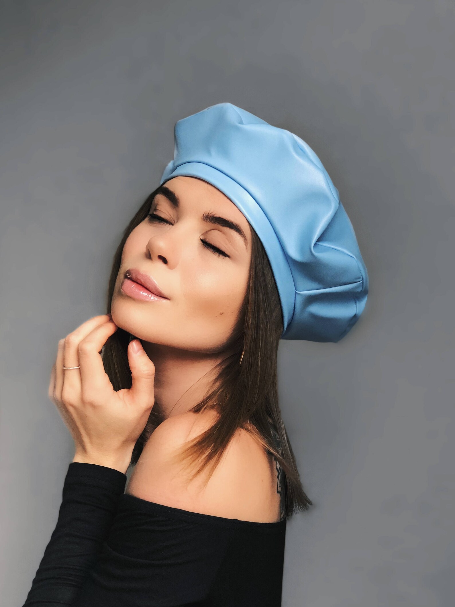 Leather Beret Blue Beret Berets Blue Beret Hat Cocktail - Etsy