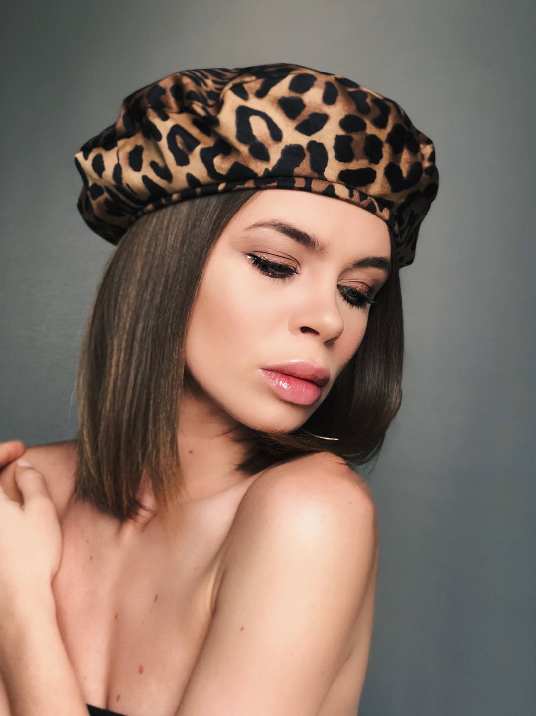 Leopard Beret, Leopard Hat, Leopard Print, Animal Print Beret, Beret ...