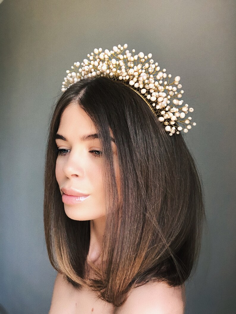 Bridal Headpiece Gold Crown Crystal Headpieces Gold Tiara - Etsy