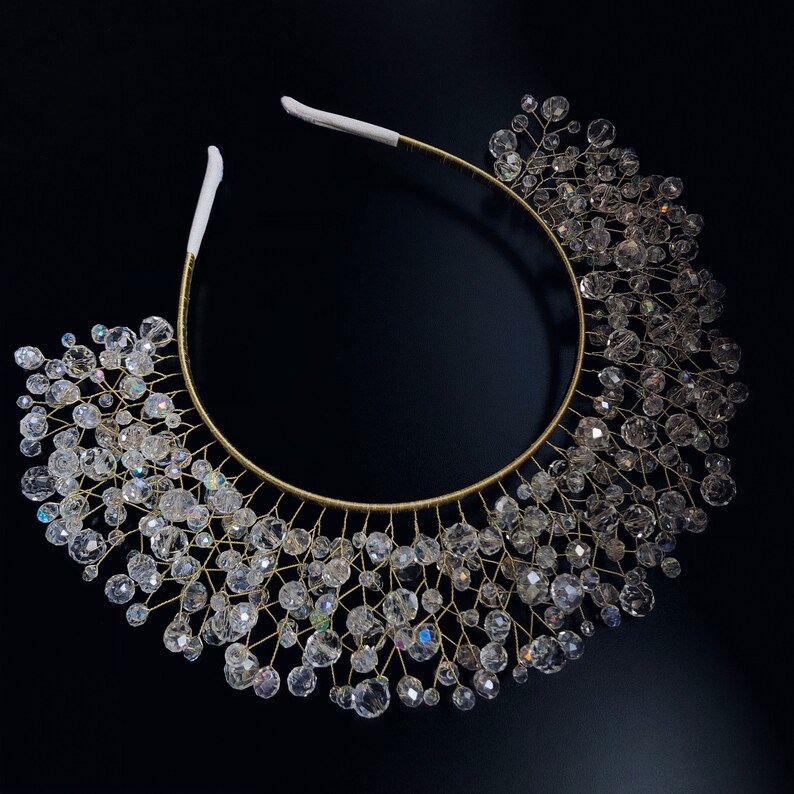 Gold Tiara Clear Crystal Crown Gold Headpieces Bridal - Etsy