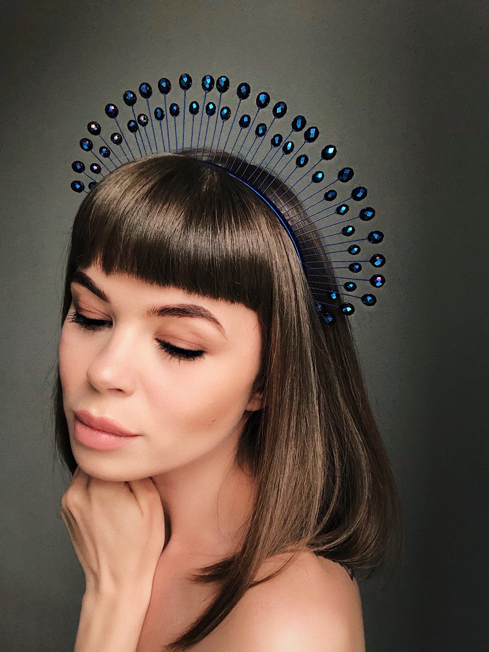 Blue Crown Blue Headpiece Crystal Tiara Fairy Headpiece - Etsy