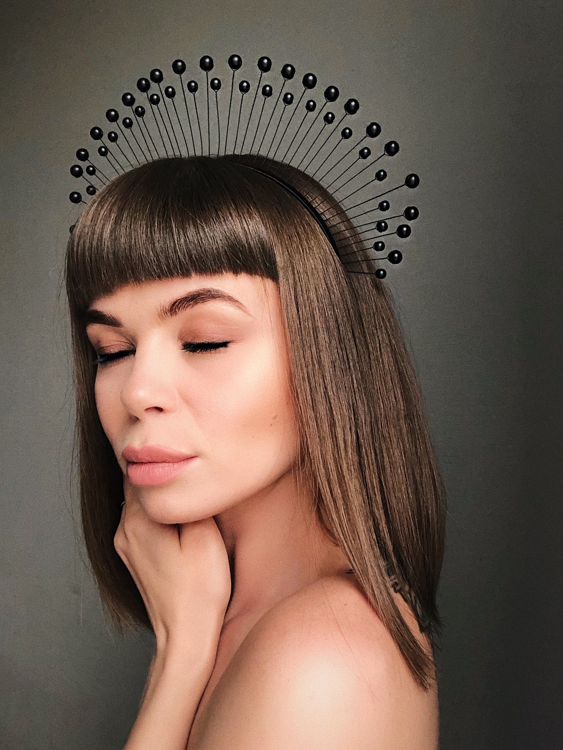 Black Crown Black Tiara Pearl Crown Pearl Headpiece Black - Etsy