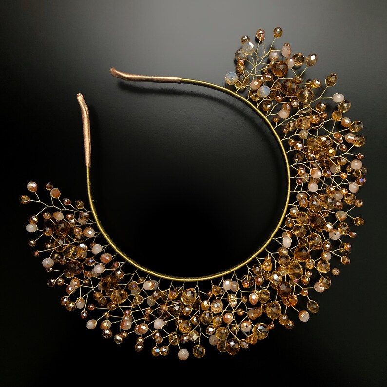 Crystal Crown Gold Headpiece Headpiece Gold Tiara Gold - Etsy