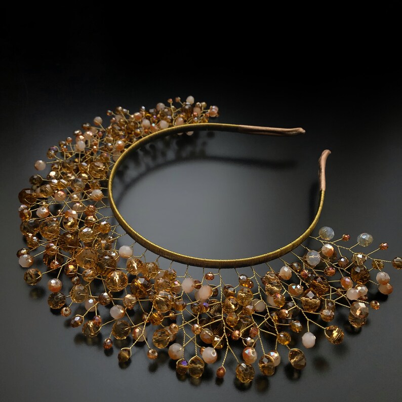 Crystal Crown Gold Headpiece Headpiece Gold Tiara Gold - Etsy