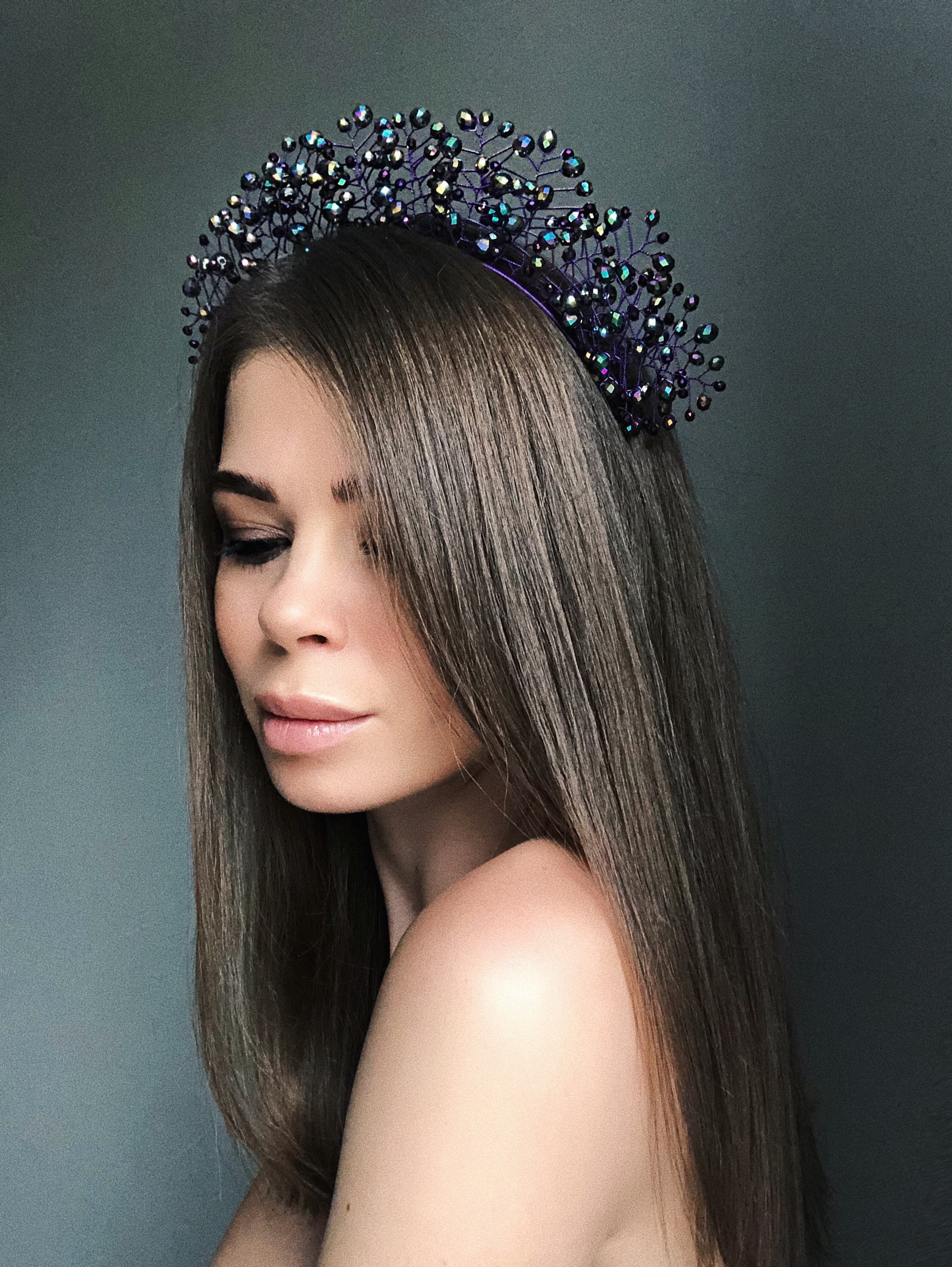 Purple Crystal Crown Headpiece Purple Crowns and Tiaras - Etsy