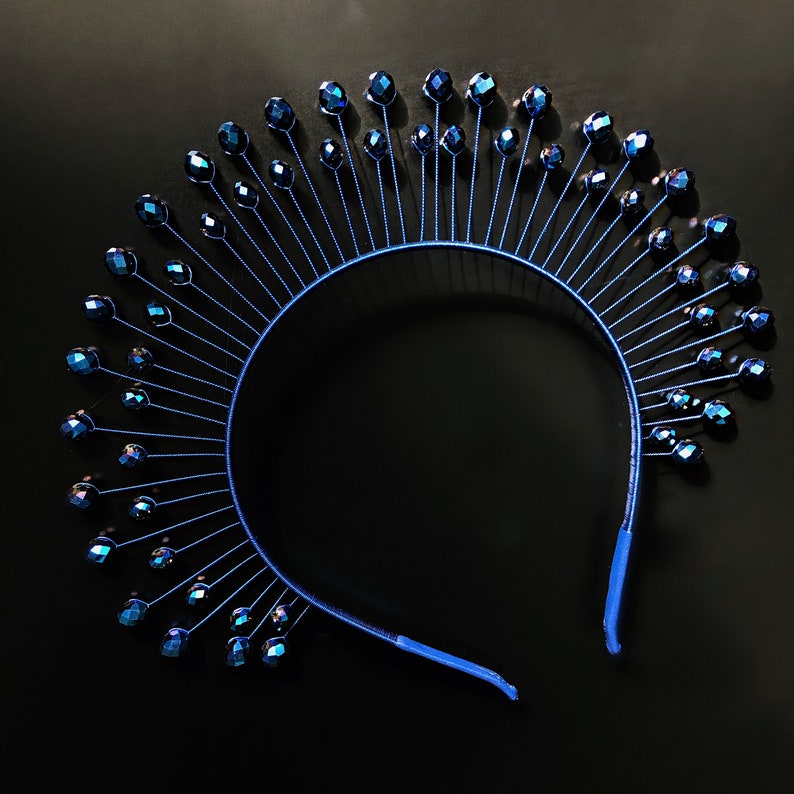 Blue Crown Blue Headpiece Crystal Tiara Fairy Headpiece - Etsy