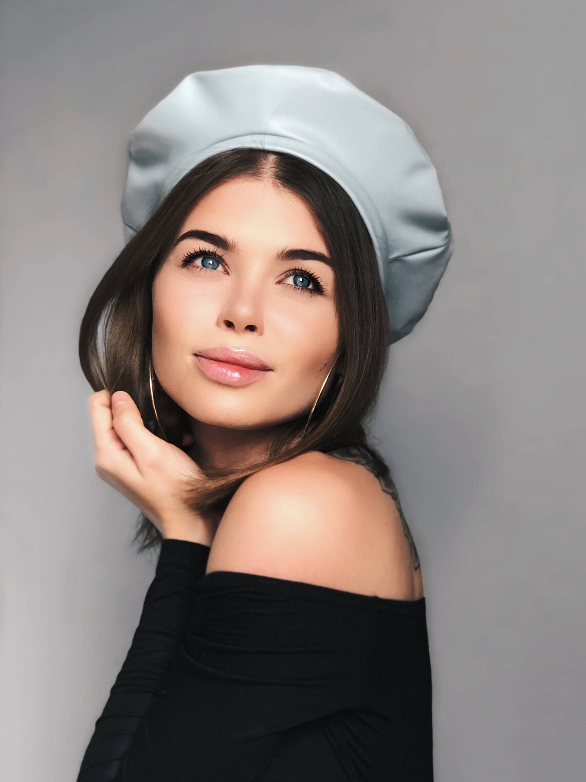 Grey Leather Beret Leather Tams Grey Beret Leather Berets - Etsy