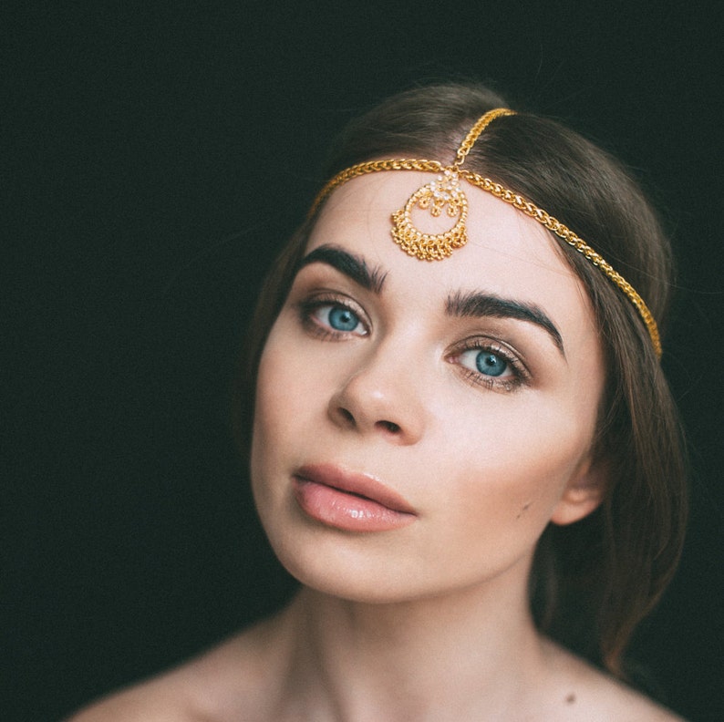 Gold Tikka Indian Tikka Tikka Headpiece Gold Indian - Etsy