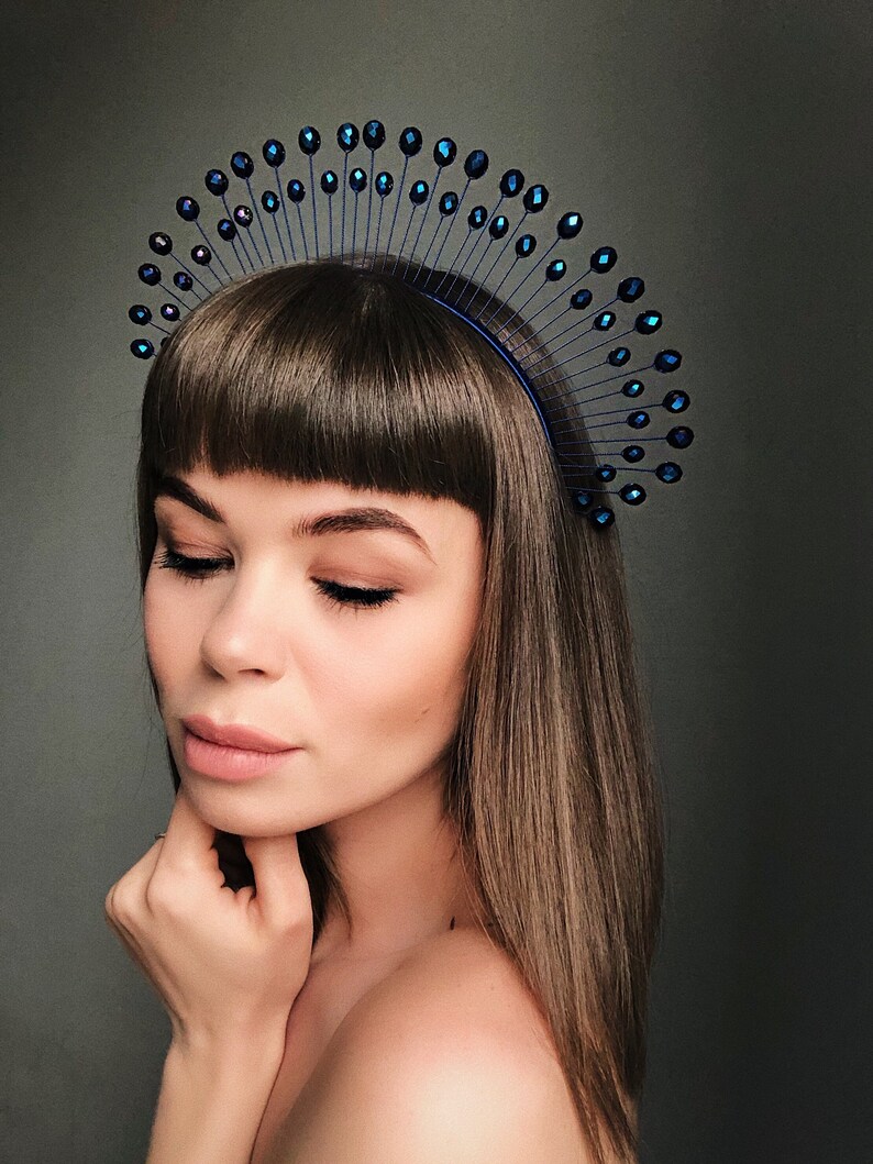 Blue Crown Blue Headpiece Crystal Tiara Fairy Headpiece - Etsy