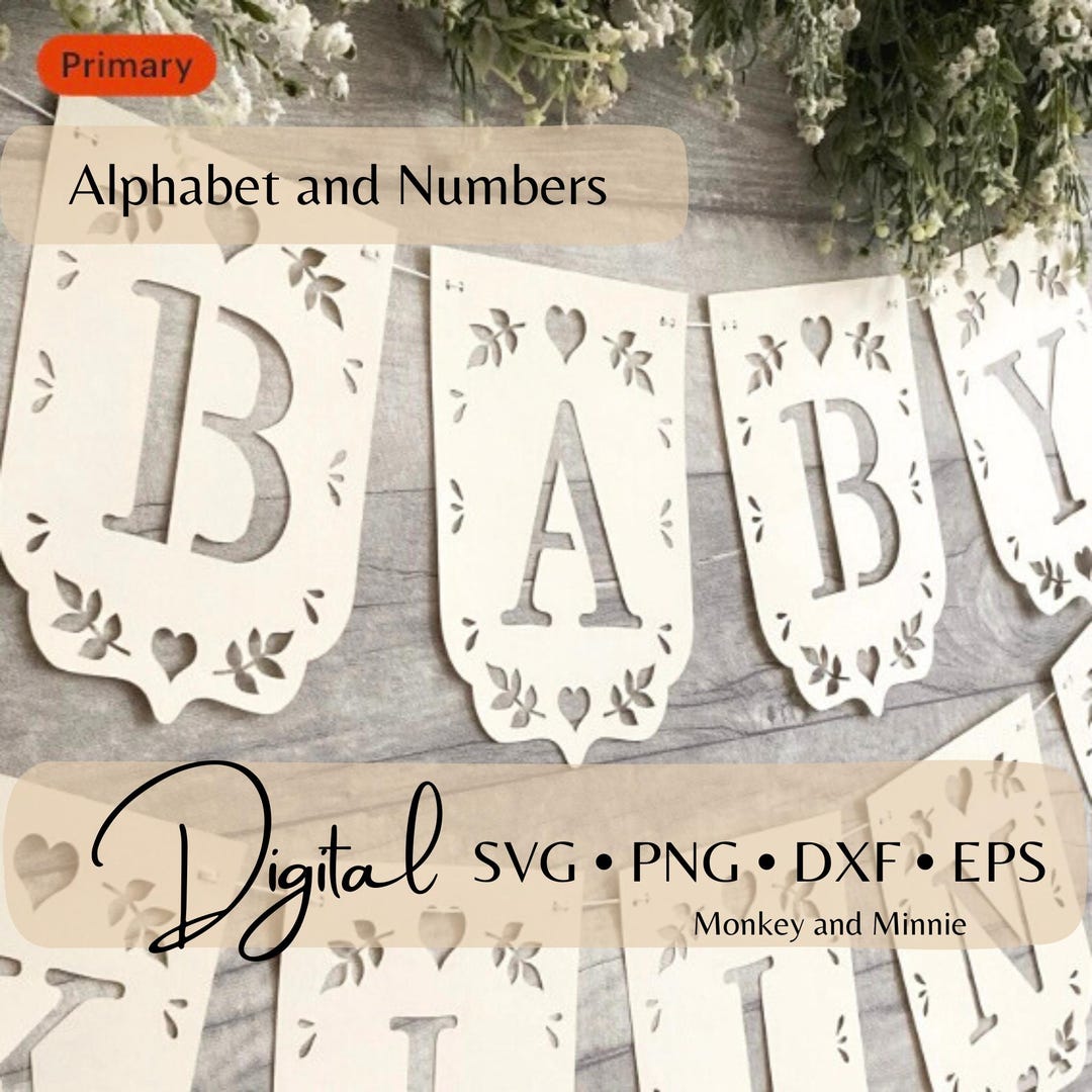 Papel Picado Alphabet Letters SVG Bundle, Baby Shower Alphabet DIY ...