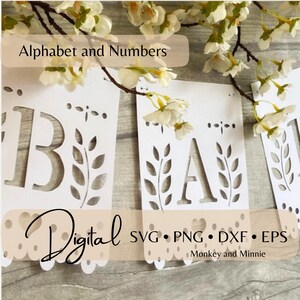Papel Picado Alphabet Letters SVG Bundle, Floral Alphabet DIY Banner ...