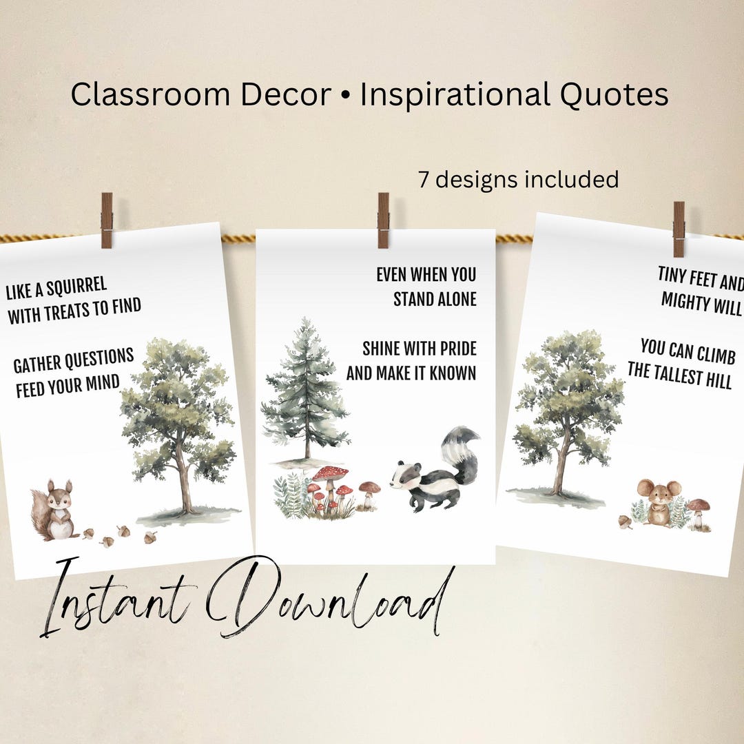 Woodland Animals Classroom Posters: Inspirational Decor (digital ...
