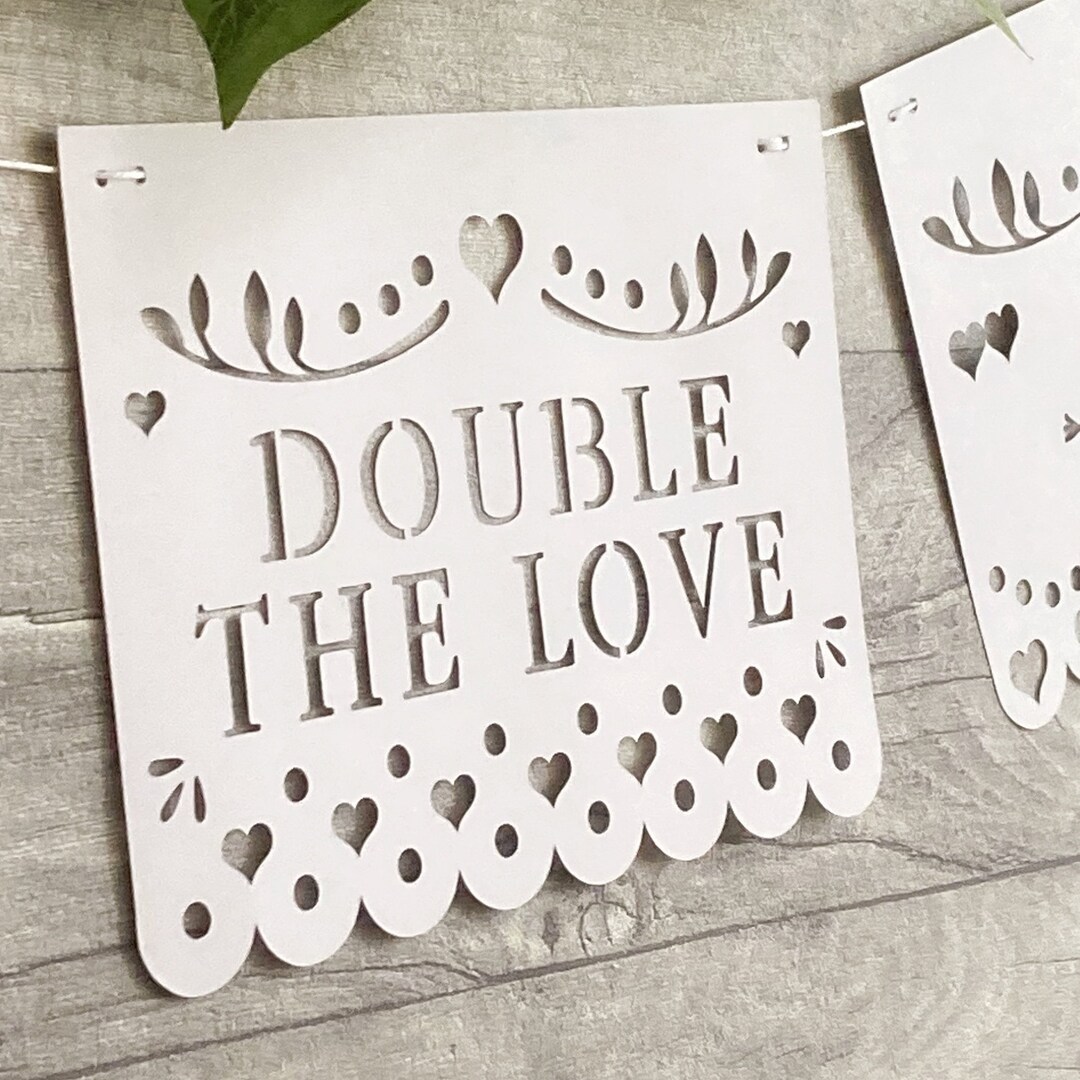 Double the Love Twins Baby Shower Banner Decoration Double the Love ...
