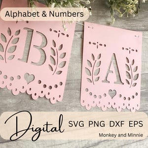 Papel Picado Alphabet Letters SVG Bundle, Floral Alphabet DIY Banner ...