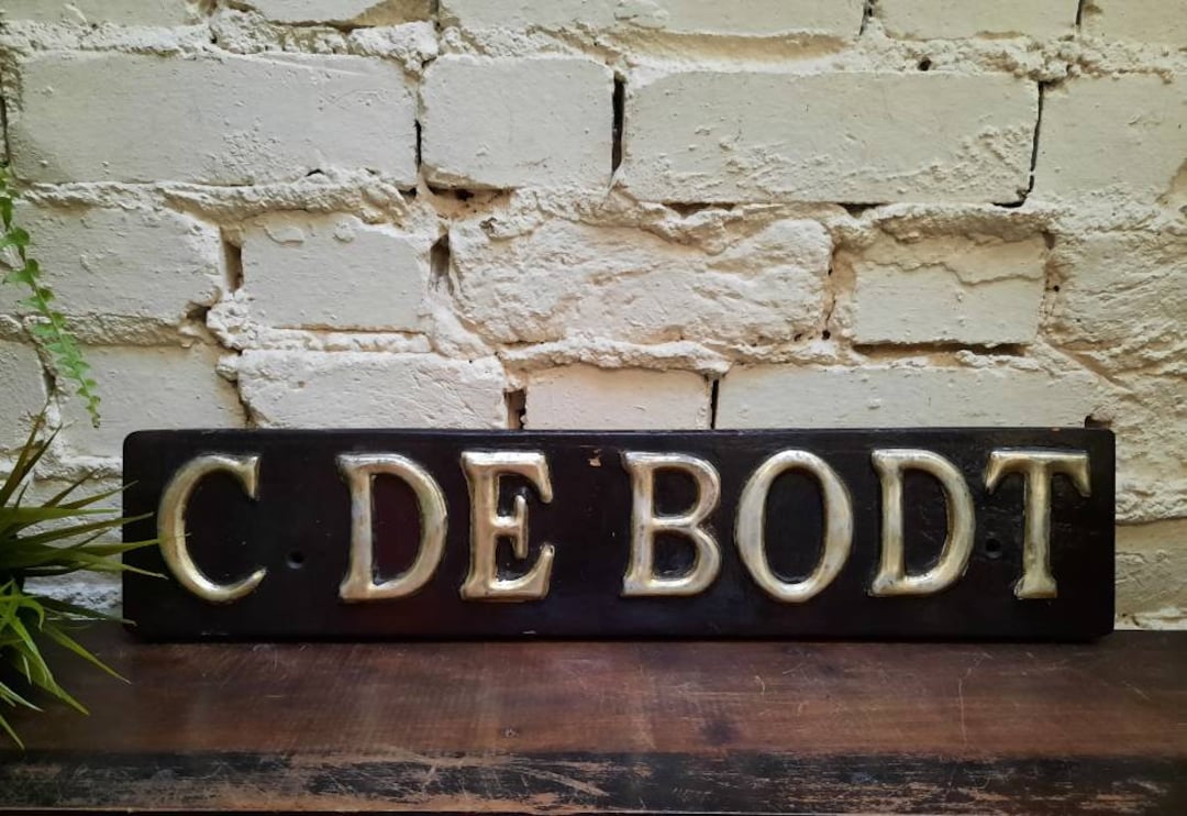 Antique Wooden Sign With Metal Lettering. Flemish. - Etsy UK