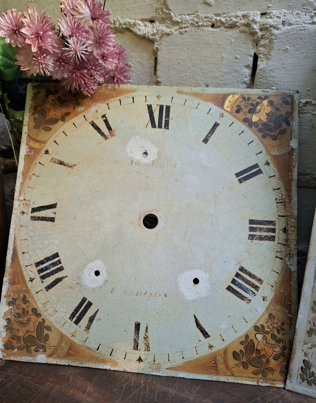 Antique Hand Painted Grand Father Clock Face - Etsy