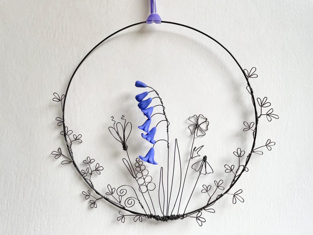 Bluebells, Wreath, Clay Flowers, Wire Wreath, Gift, Buttercup, Wire ...