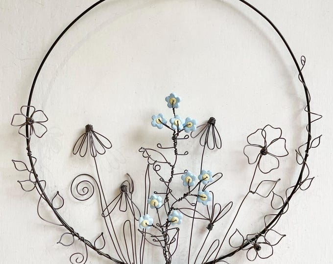 Forget Me Nots, Spring Flowers, Wreath, Wire Flowers, Clay Flowers ...