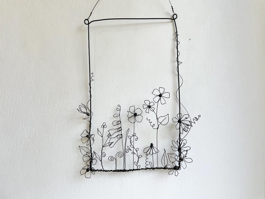 Wire Wall Hanging, Wire Art, Spring Flowers, Wire Flowers, Unusual Gift ...