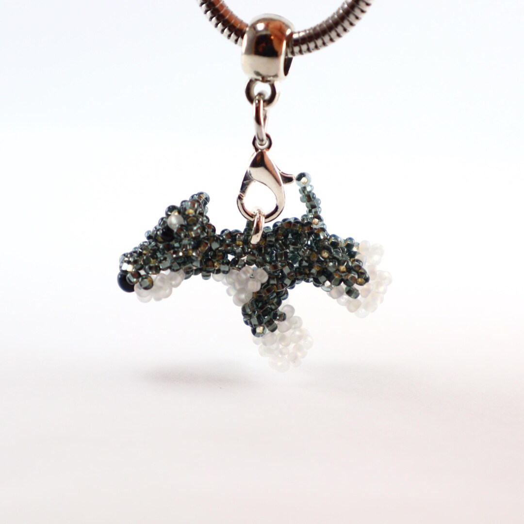 Unique Gift Schnauzer Dog Pandora Style Charm Handmade Beaded Jewelry ...