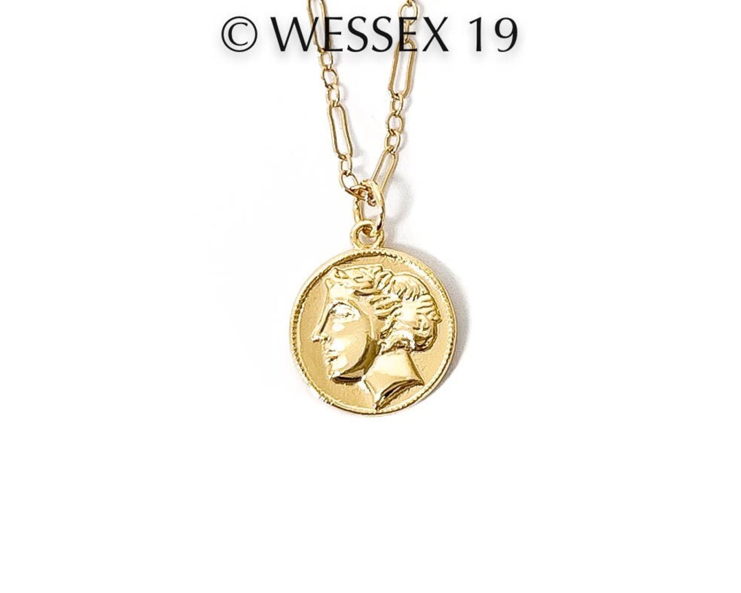 24k Gold Filled Persephone Coin Pendant Necklace | 14k Gold Filled ...