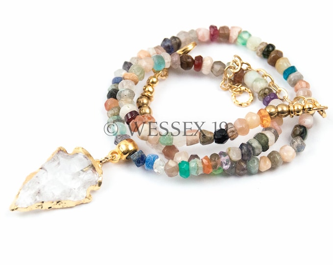 Quartz Arrowhead Necklace Beaded Arrowhead Necklace - Etsy