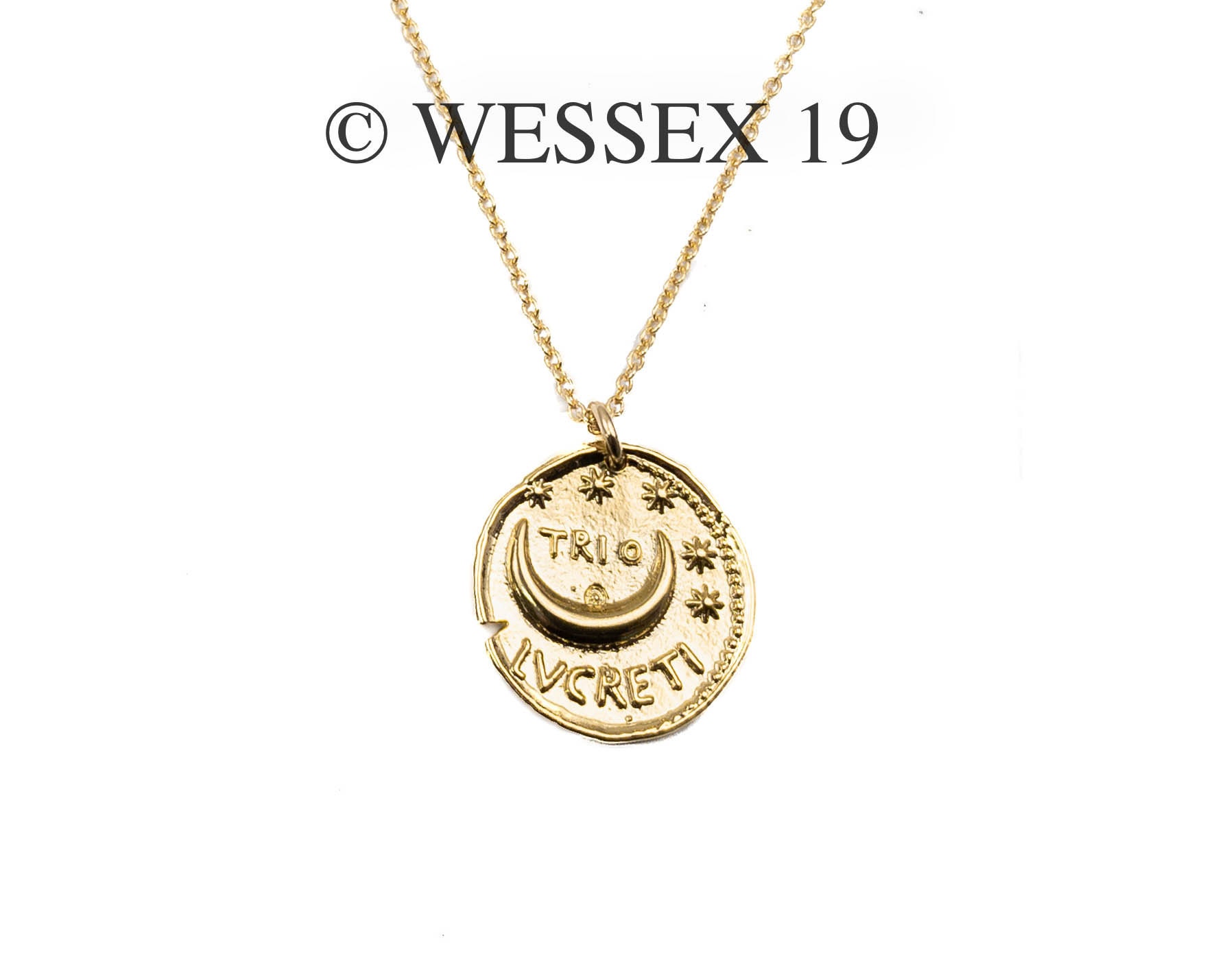 Ancient Roman Coin Pendant Necklace | Crescent Moon Coin Charm Necklace ...