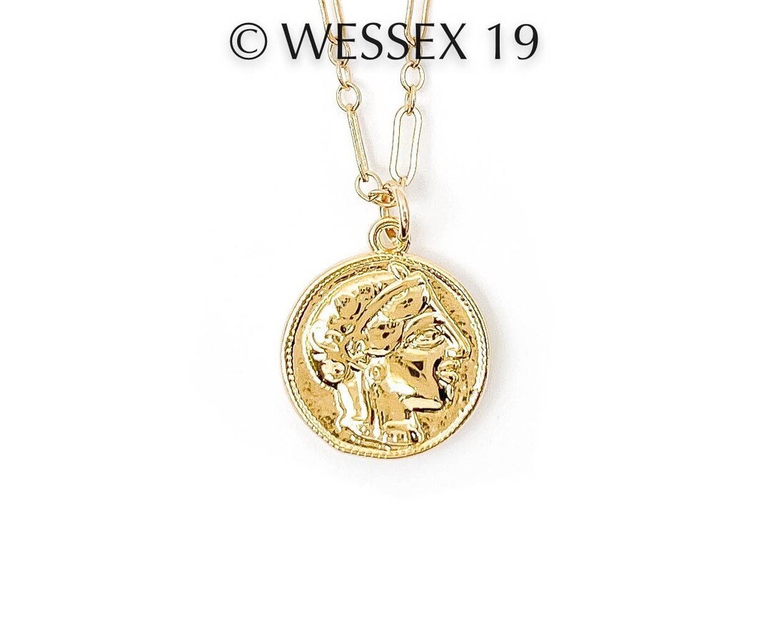 24k Gold Filled Athena Coin Pendant Necklace | 14k Gold Filled Chain ...