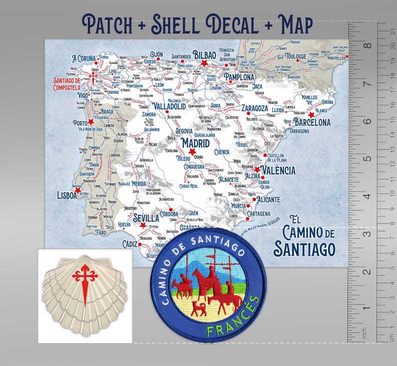 Official Camino Credential + the Camino Francés Patch + Decal + Trail ...