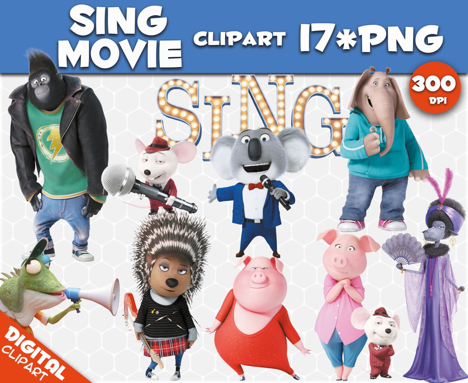 Sing movie Clipart 17 PNG 300dpi Images Digital Clip Art Sing | Etsy