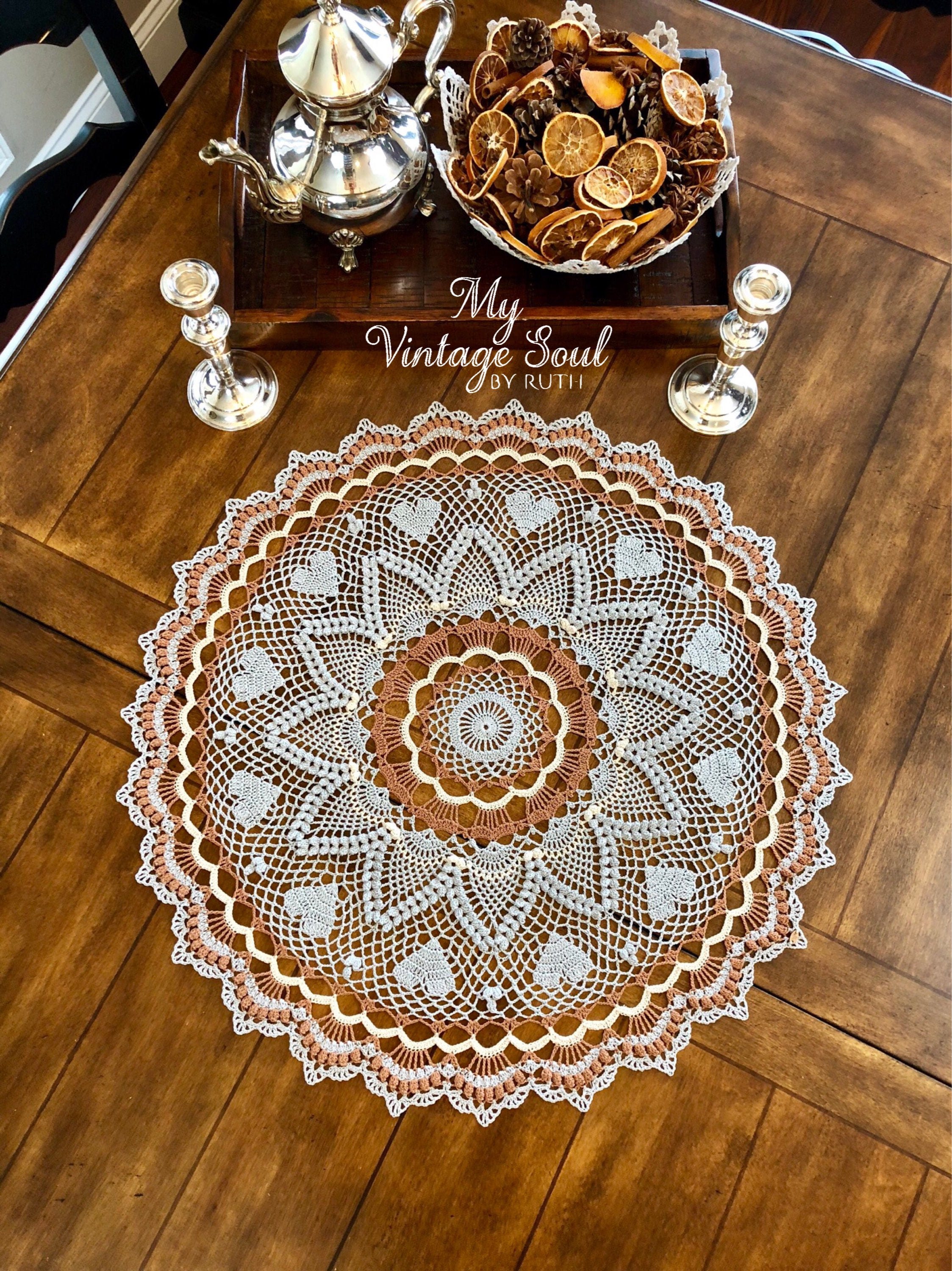 Gray Pineapple Lace Doily Heart Doily Farmhouse Decor - Etsy Australia