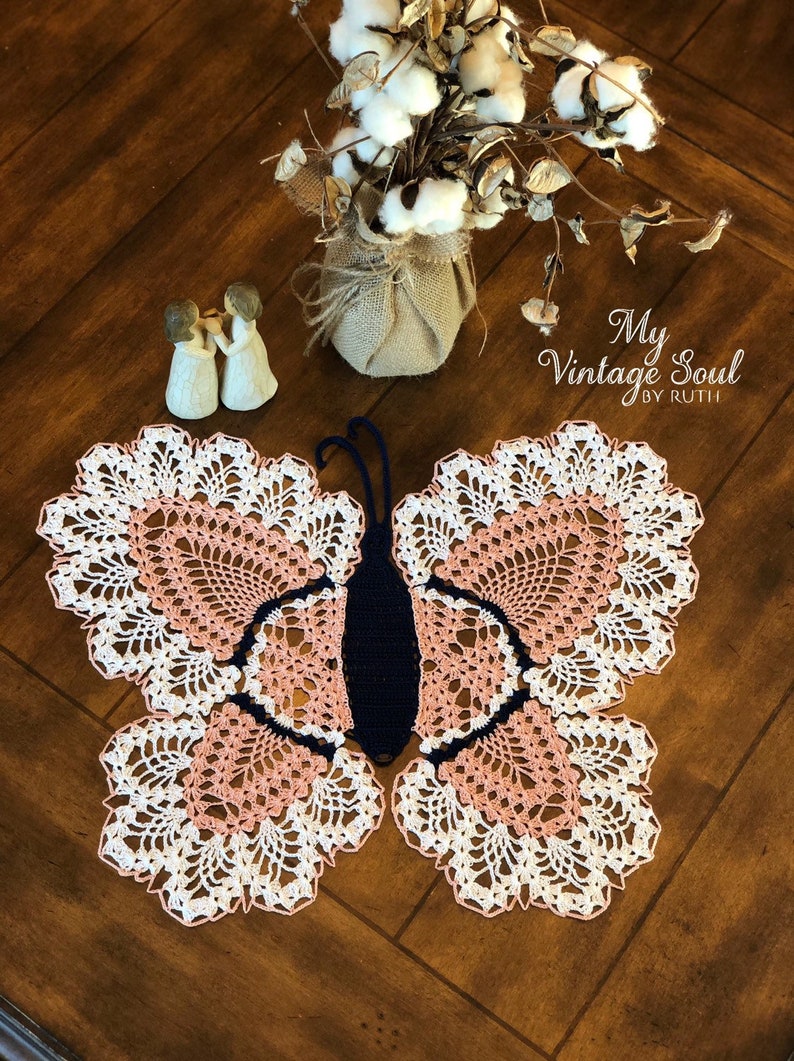 Crochet Butterfly | Butterfly Lace Doily | Butterfly Decor | Vintage ...