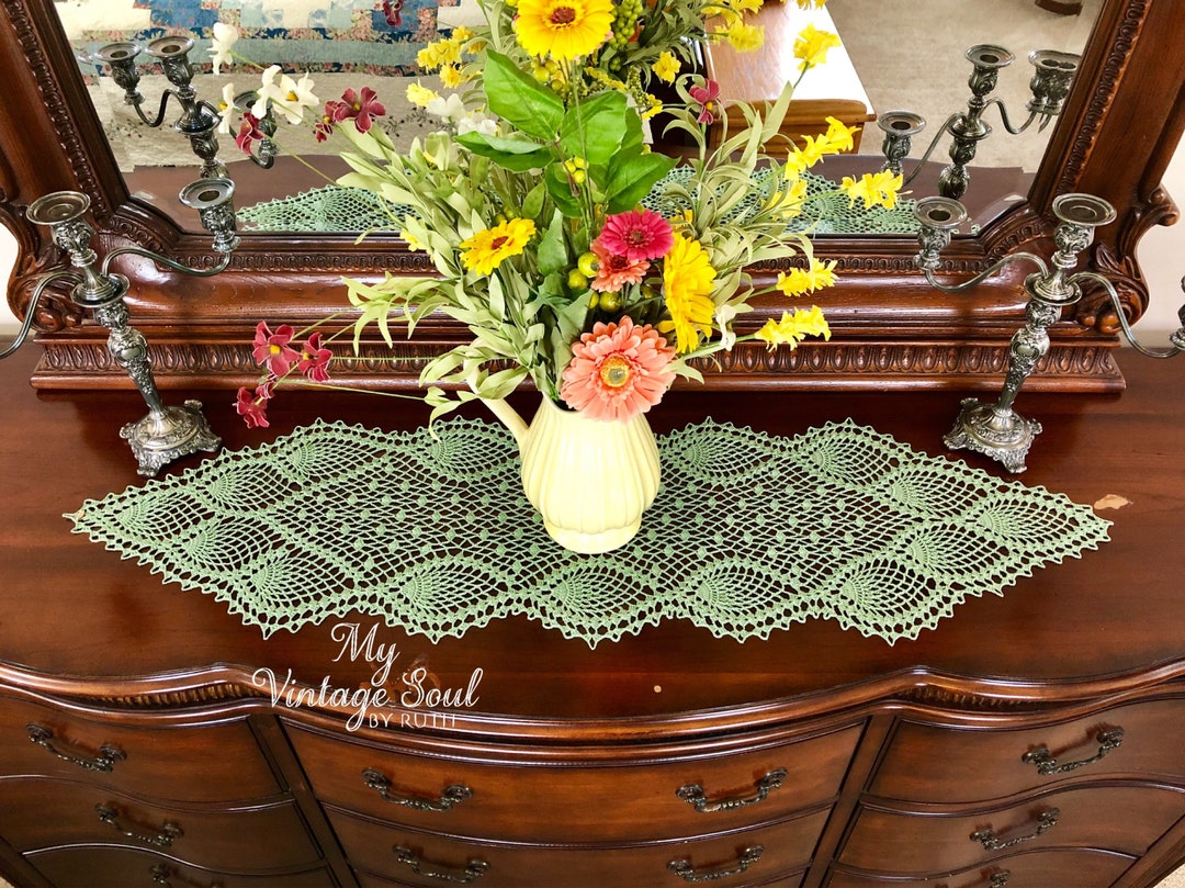French Country Table Runner | Crochet Table Runner | Crochet Mantle ...