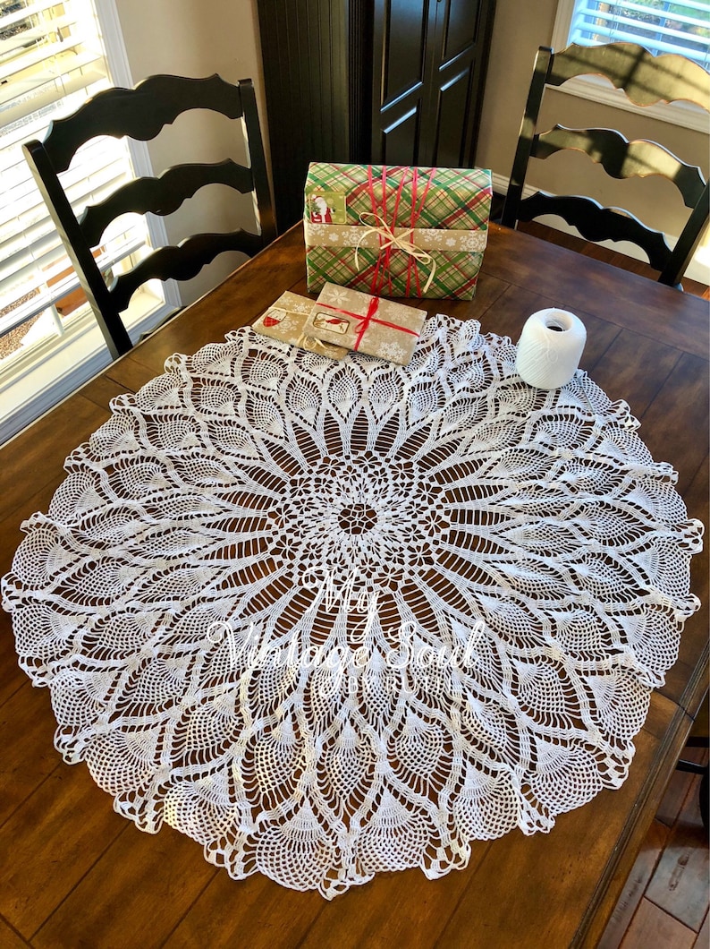 70" Crochet Tablecloth - Crochet Lace Tablecloth - Handmade Tablecloth ...