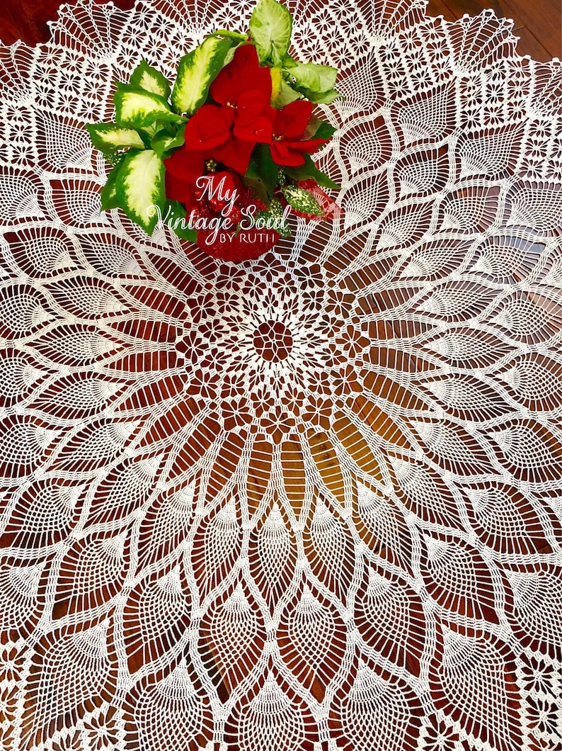 70" Crochet Tablecloth - Crochet Lace Tablecloth - Handmade Tablecloth ...