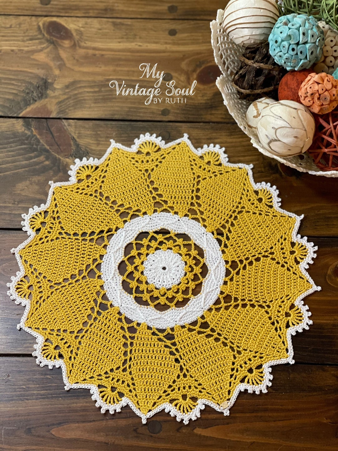 Spring Doily | Round Crochet Doily | Farmhouse Kitchen | Flower Doily ...