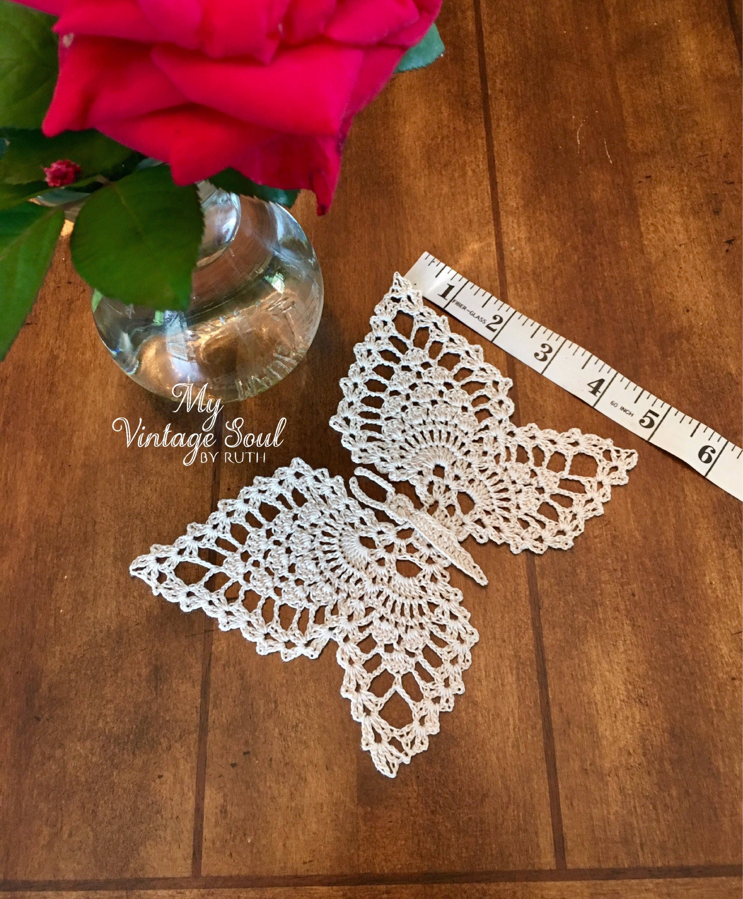 Crochet Butterfly Doily Butterfly Wall Art Lace Doily Farmhouse Decor ...