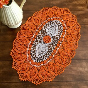 Fall Lace Doily | Pumpkin Table Doily | Pineapple Crochet Doily ...