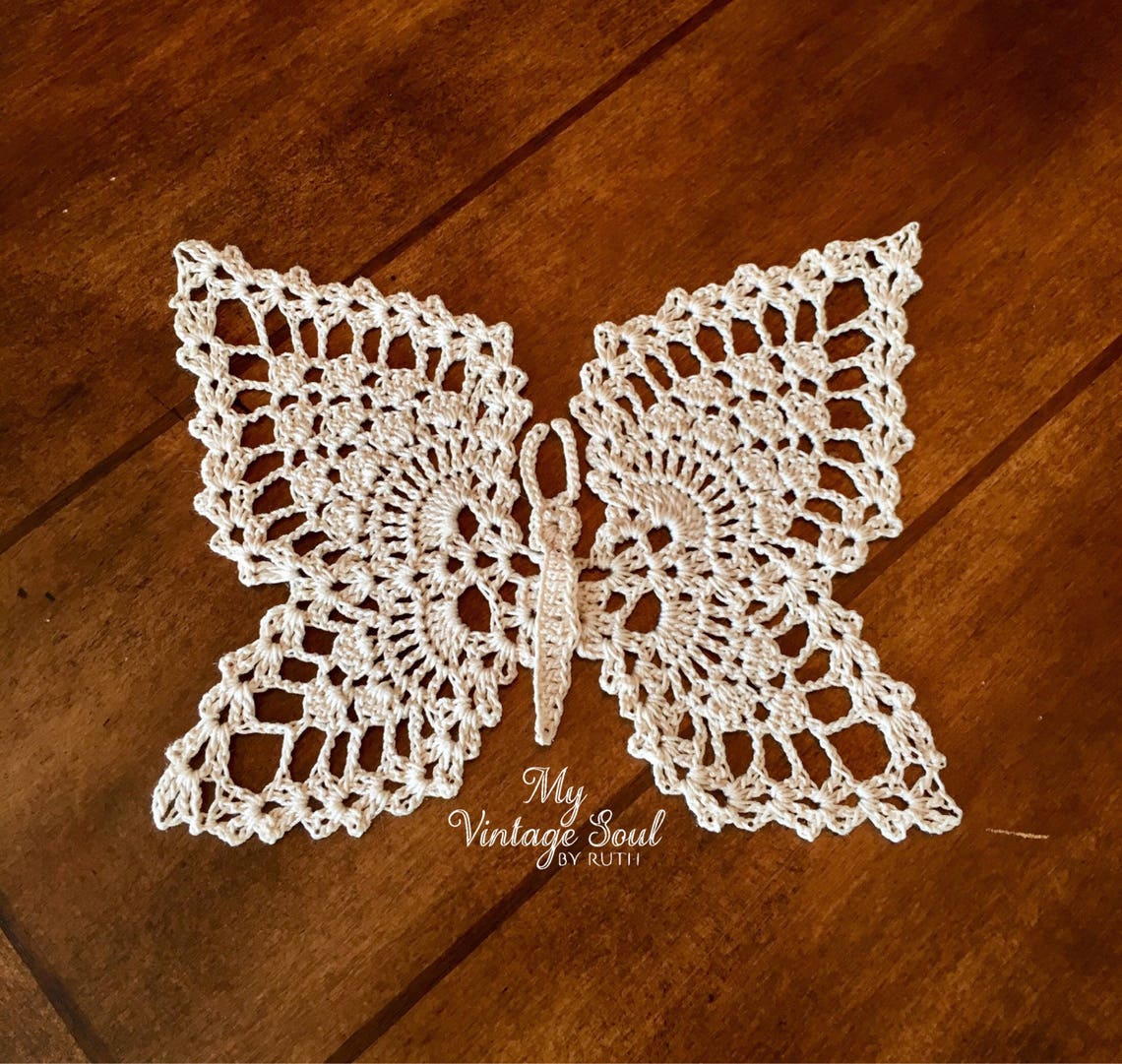 Crochet Butterfly Doily Butterfly Wall Art Lace Doily Farmhouse Decor ...