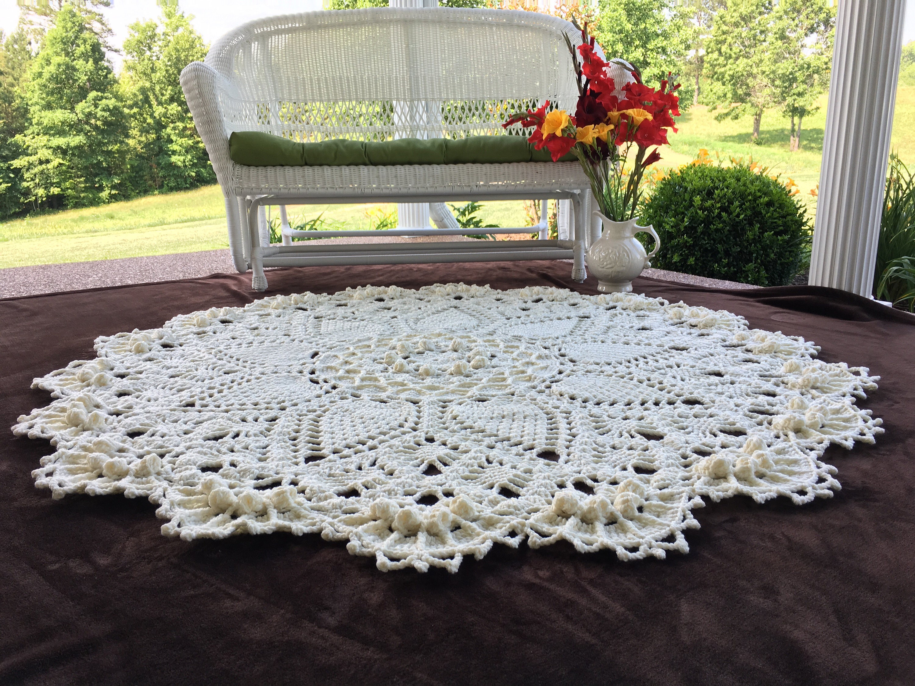 Cream Doily Rug Pineapple Doily Rug Farmhouse Decor Nursery Room Decor ...