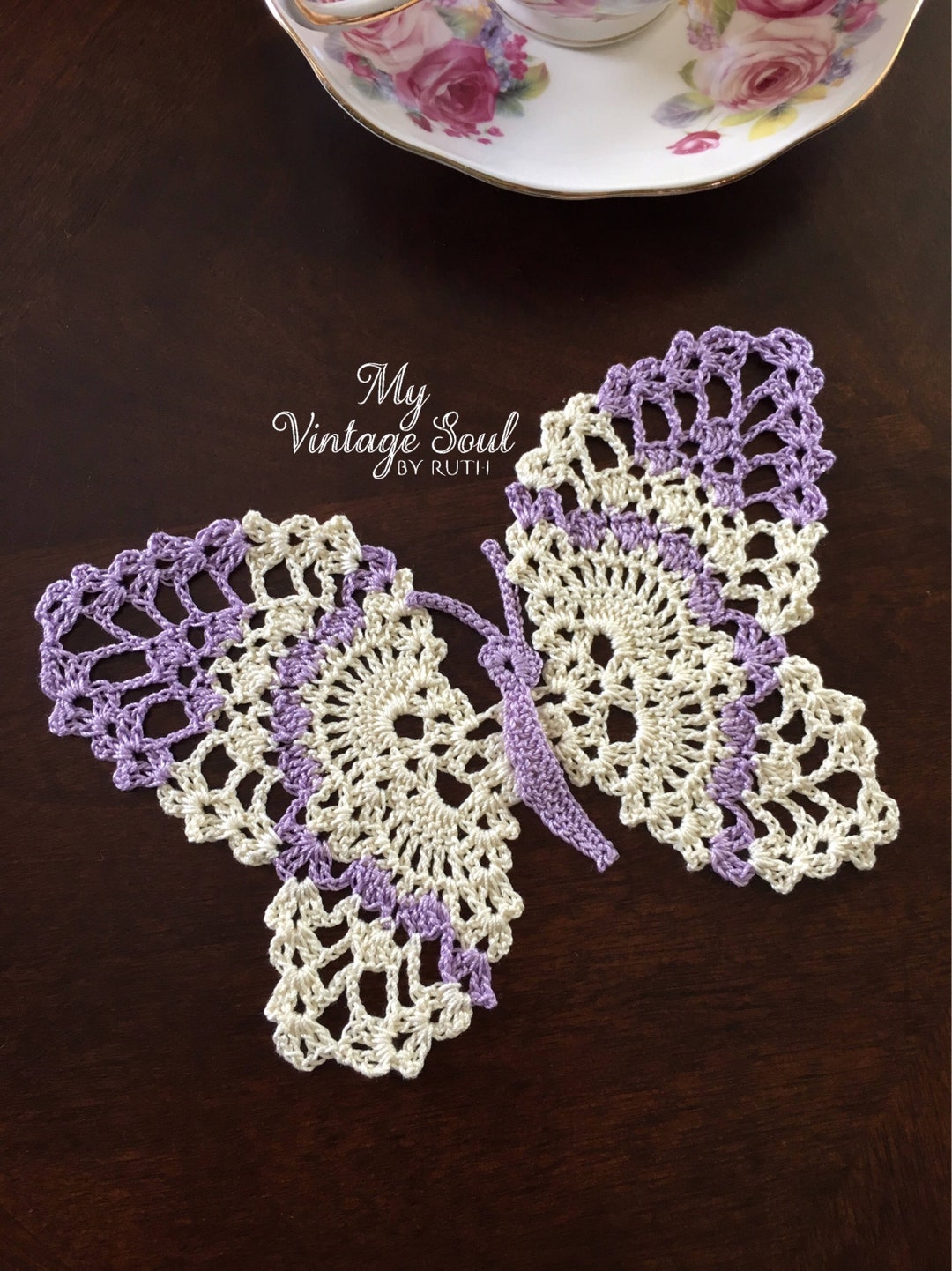 Crochet Butterfly Doily | Butterfly Wall Art | Lace Doily | Farmhouse ...