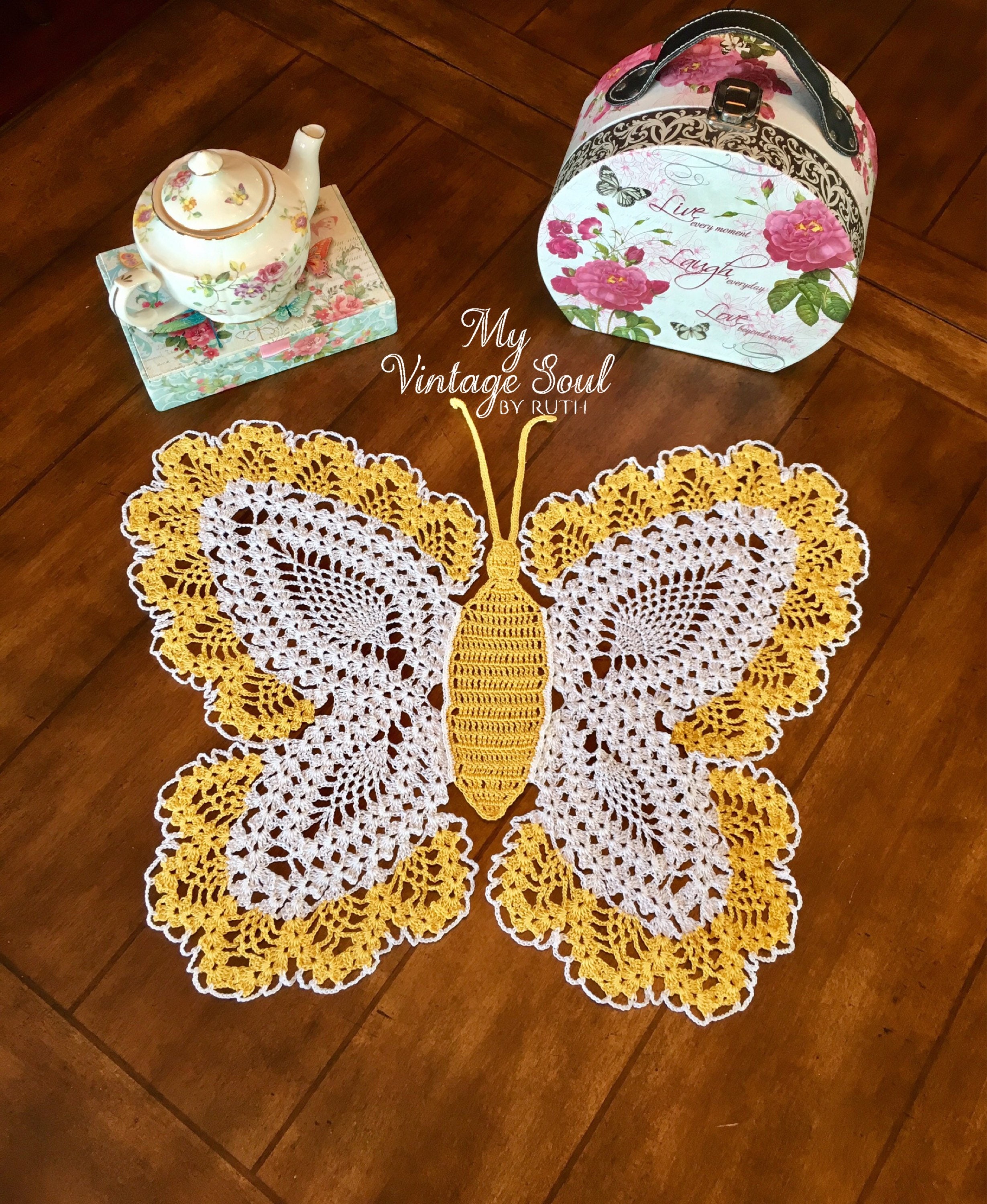 Butterfly Crochet Art | Vintage Crochet Doily | Handmade Doily ...