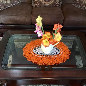 Fall Lace Doily | Pumpkin Table Doily | Pineapple Crochet Doily ...