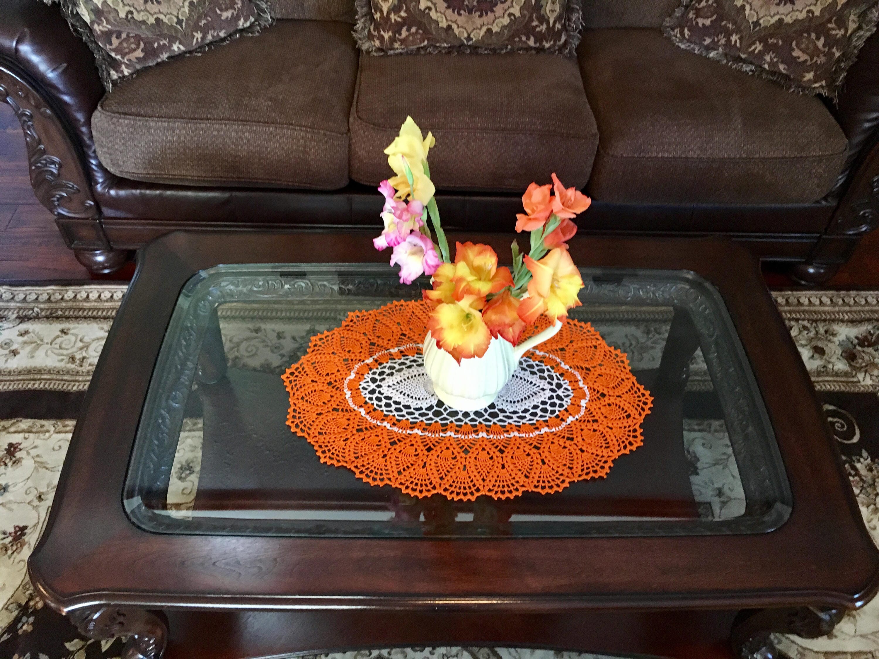 Fall Lace Doily | Pumpkin Table Doily | Pineapple Crochet Doily ...
